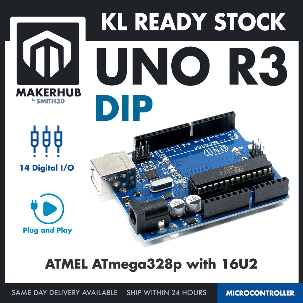 [DIP] Arduino Uno Compatible DIP UNO R3 with ATMEGA328P (No need download extra USB Driver ...