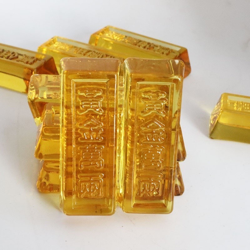 1PCS 黄水晶元宝黄金万两金条摆件财神爷旁小物件工艺品开业乔迁礼品 Citrine Yuanbao Gold Wanliang Gold ...