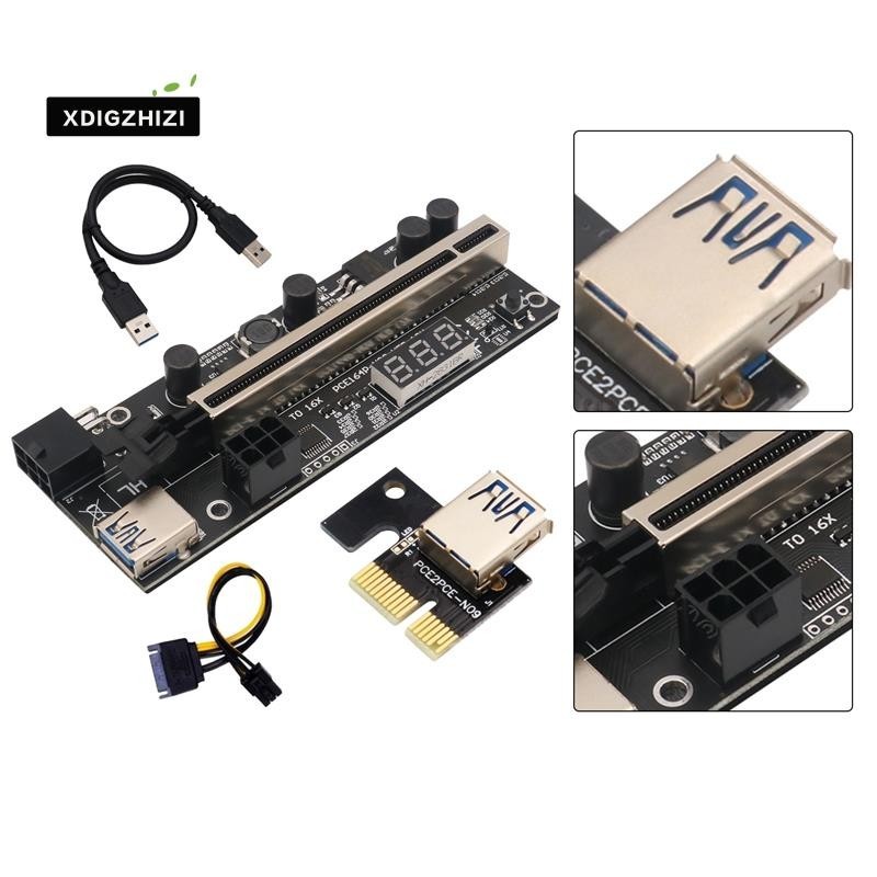 PCIE Riser 1X to 16X Graphic Extension with Temperature Sensor for ...