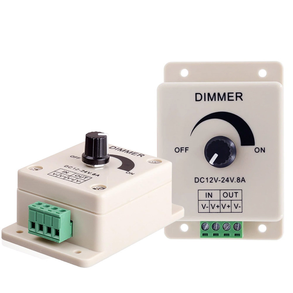 DC 12-24V 8A LED Dimmer Switch Adjustable Brightness Color Controller ...