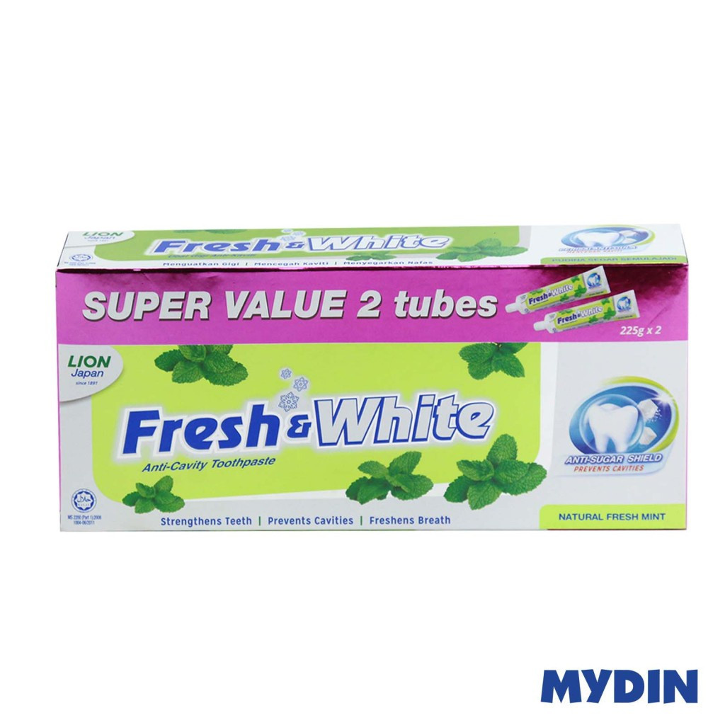 Fresh & White Natural Fresh Mint Anti-Cavity Toothpaste (2 x 225g) | Shopee Malaysia