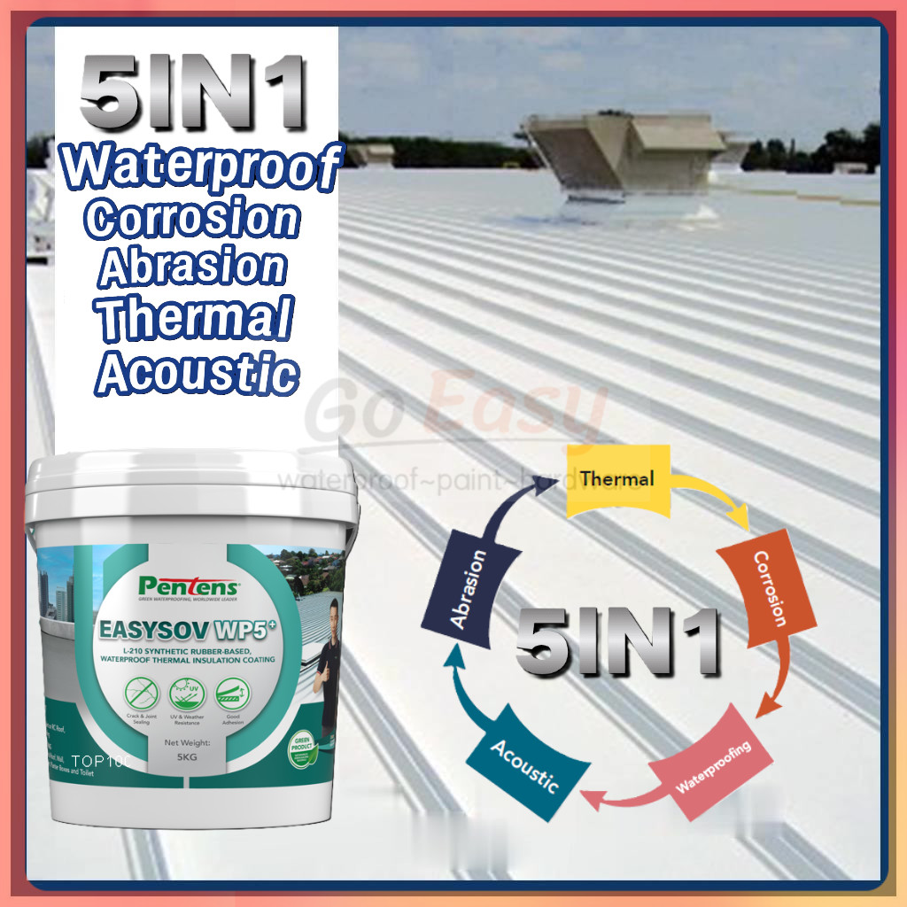 PENTENS EasySov WP5+ 5KG l 5in1 Waterproof Coating l Paint Cat Kalis ...