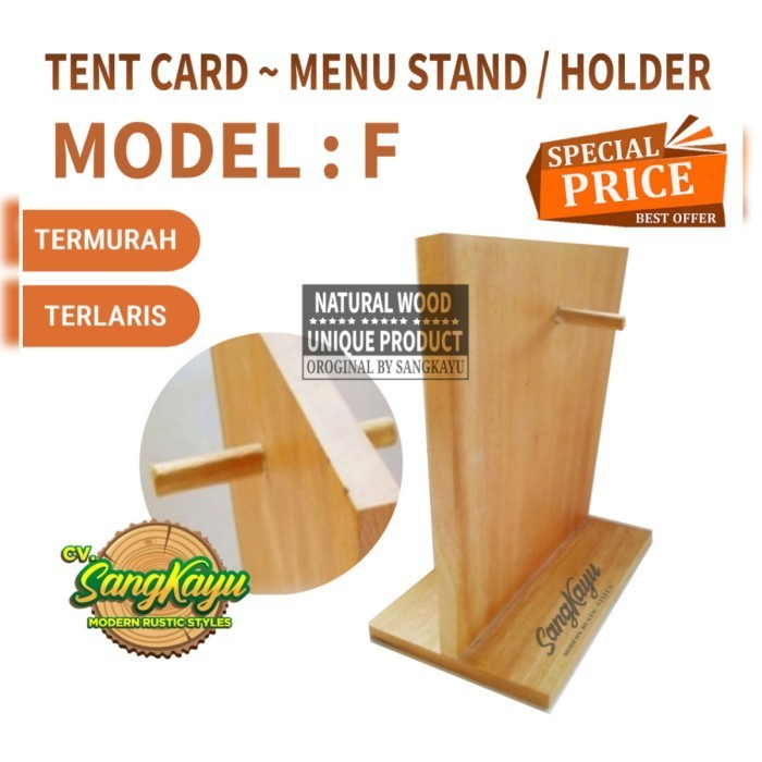 GANTUNGAN Menu stand With Hanger A6 wooden menu Hanger stand display ...