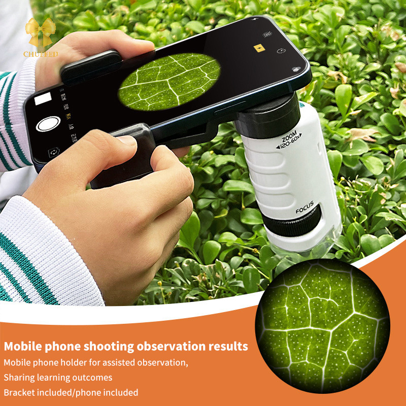 Chuffed LED Lighted Pocket Microscope Kids Outdoor Science Props 60x ...