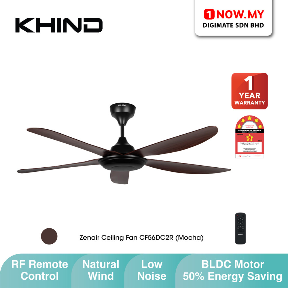 KHIND ZenAir 56" Ceiling Fan With Remote Control CF56DC2R | Mocha ...
