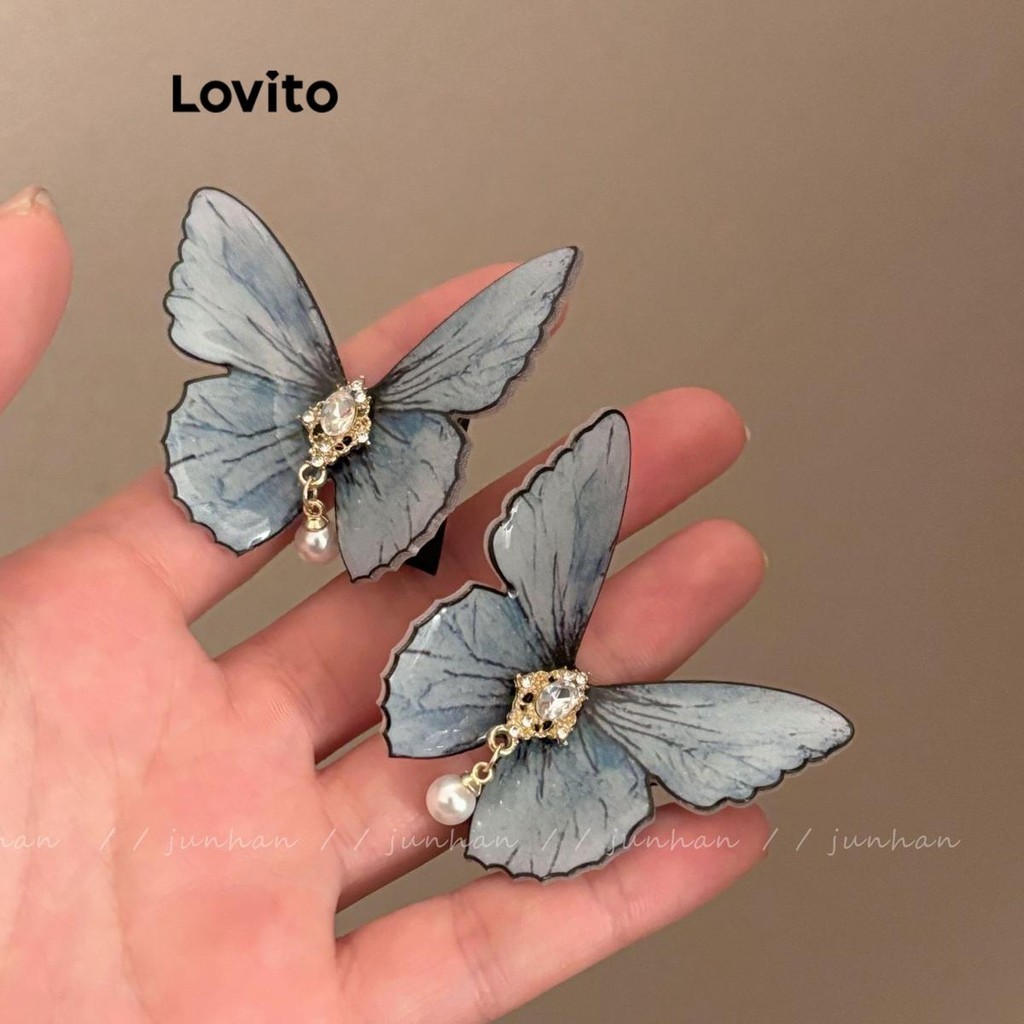 Lovito Elegant Butterfly Rhinestone Oil Drip Hair Clips for Women ...