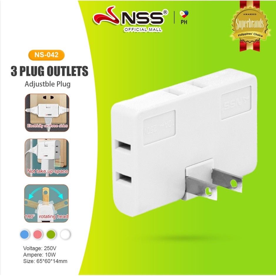 FOS Outlet Extension Power Adapter Socket Three Plug Extension Adaptor ...