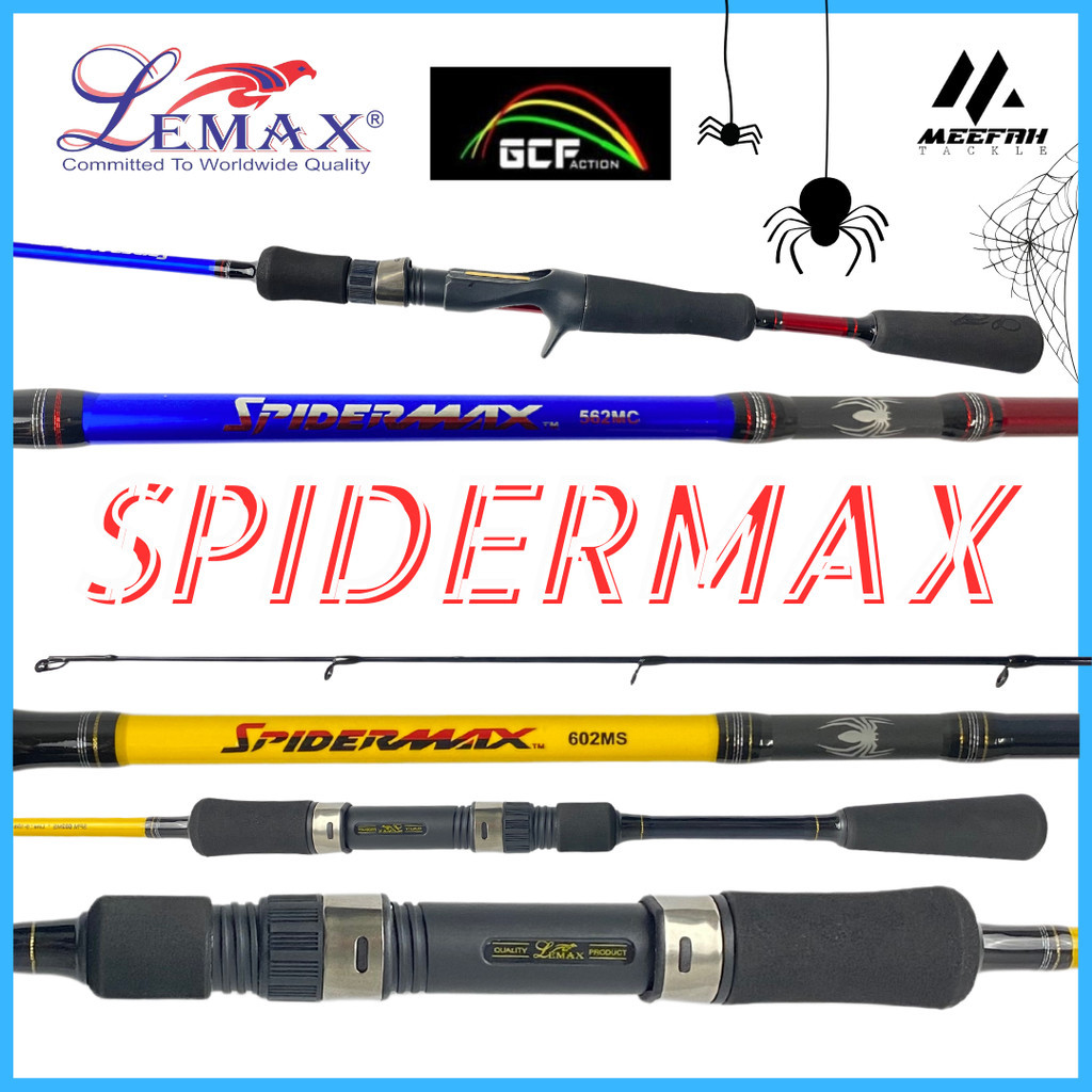 LEMAX SPIDERMAX ROD - Fishing Rod Spinning BAITCASTING BC Joran Pancing ...