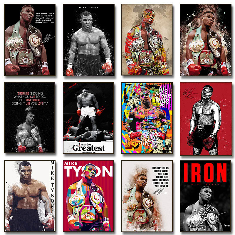 Boxer Boxing Wall Art Poster Mike Tyson Motivational Quote Home Decor ...