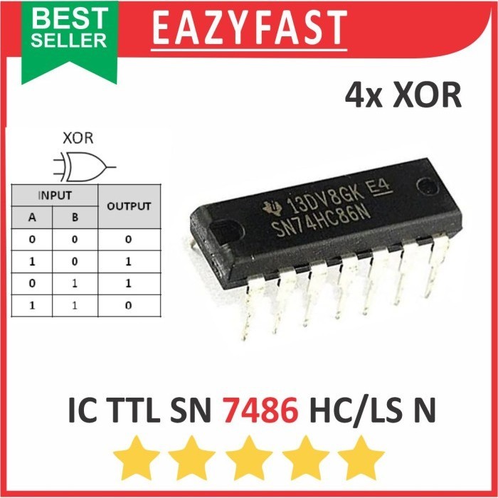 Ic TTL SN 7486 N HC LS DIP XOR Logic Gate SN74HC86 SN74LS86 SN74HC86N ...