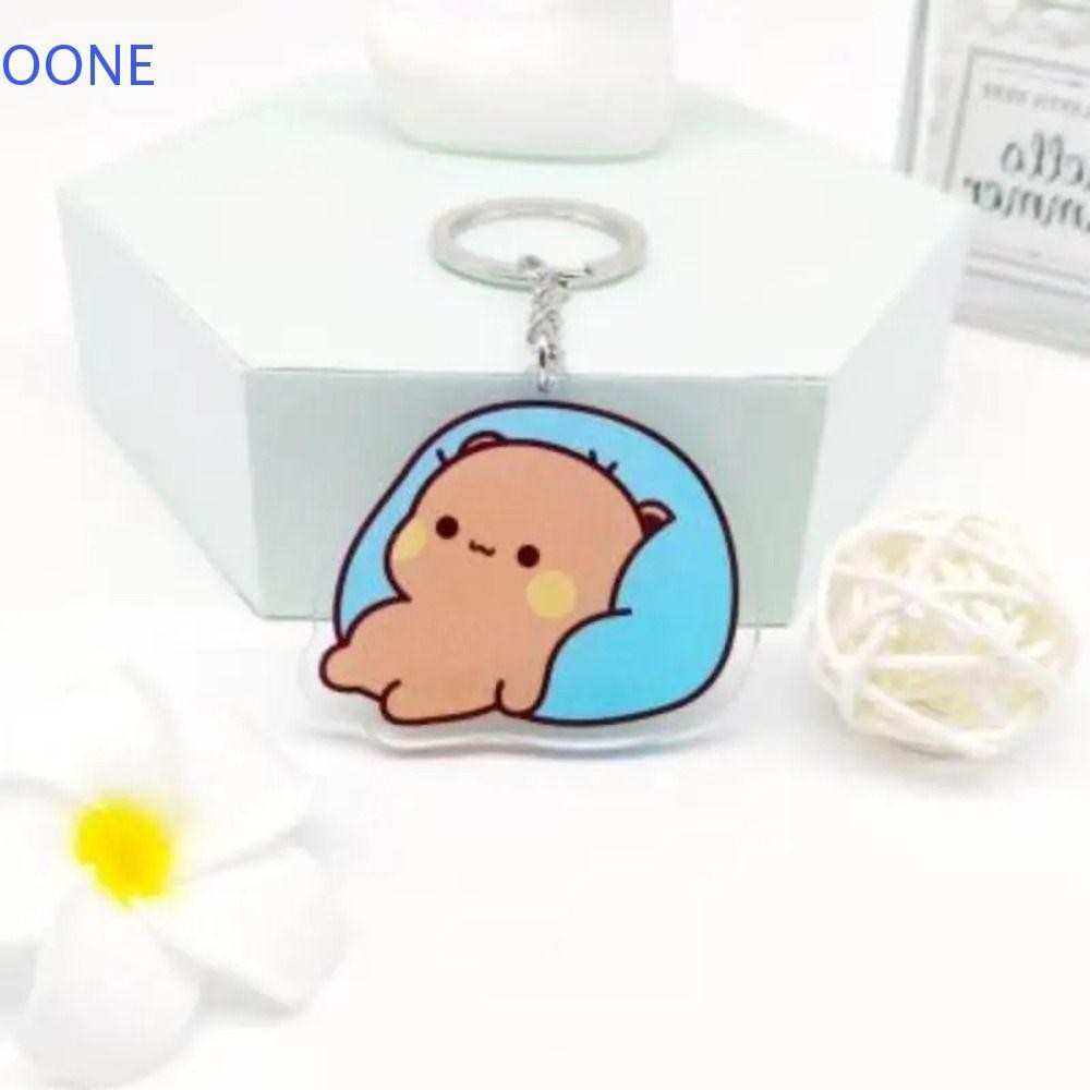 OONE Super Cute Couple Keychain, Acrylic Sweet Bubu Dudu Panda Bear ...