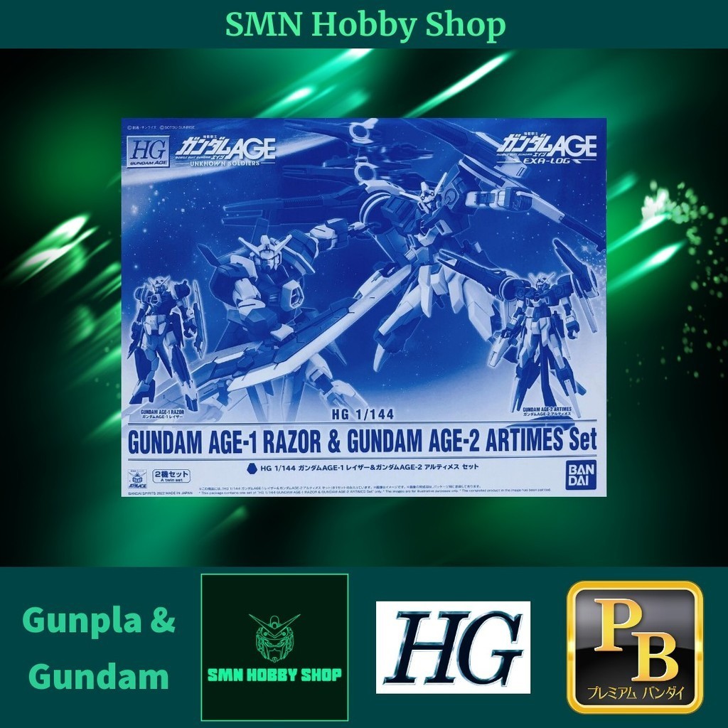 HG 1/144 Gundam Age-1 Razor & Gundam Age-2 Artimes Set Gunpla Gundam ...
