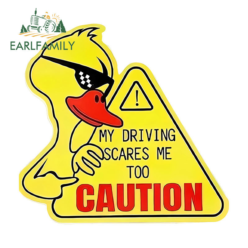 EARLFAMILY 13cm x 12.4cm Duck My Driving Scares Me Too Caution Car ...