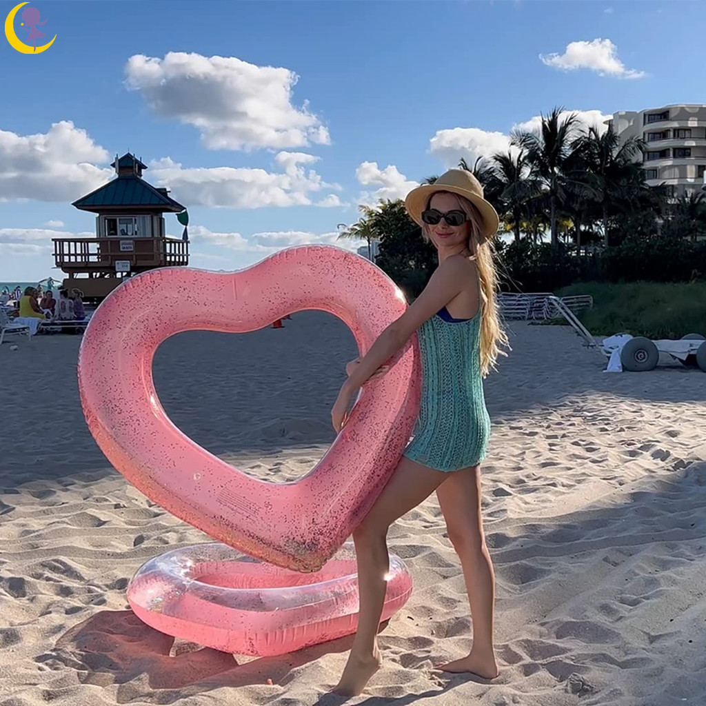 Inflatable heart shaped swimming pool float ball inflatable swimming ring outdoor water ...
