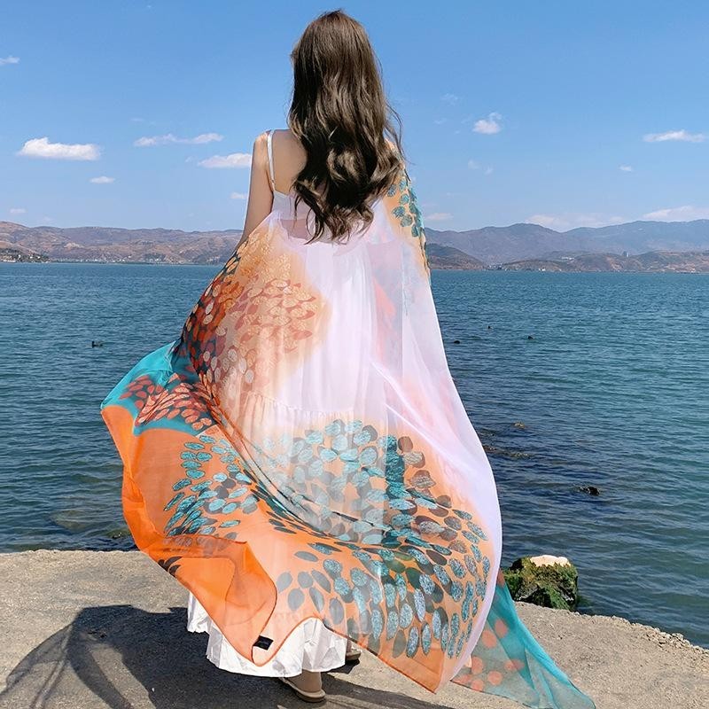 Scarves for women Summer beach sun protection Beach shawl Layered with soft gauze thin Oversized ...