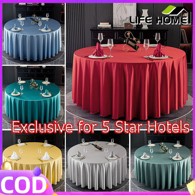 Tablecloth Round 6/8/10 Seater Solid Color Table Skirting Dining Room ...