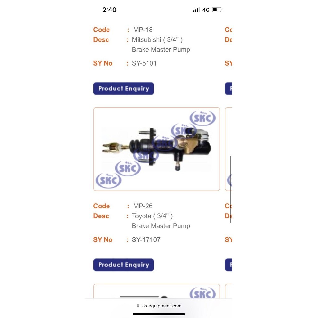 SY Taiwan Toyota Forklift 6F TCM 2.5T 3/4 Hydraulic Brake Master Pump ...