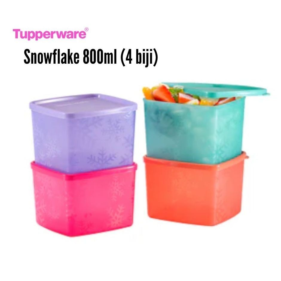 Tupperware Snowflakes 800ml Square Round Bekas Makanan Peti Sejuk Cold ...