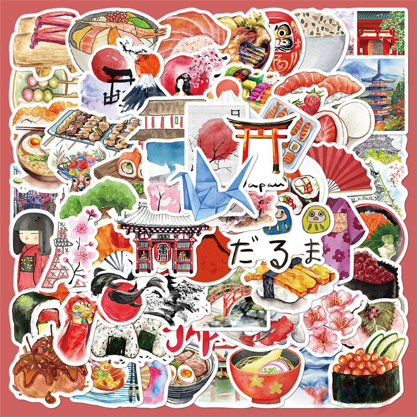 Japan Travel Series 01 Watercolor Art Stickers 60Pcs/Set DIY Fashion ...