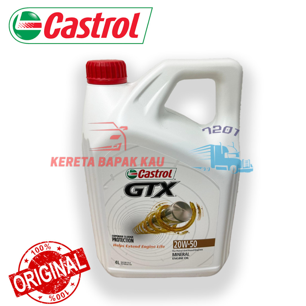 100%ORIGINAL CASTROL GTX 20W50 Mineral engine oil (4L) | Shopee Malaysia