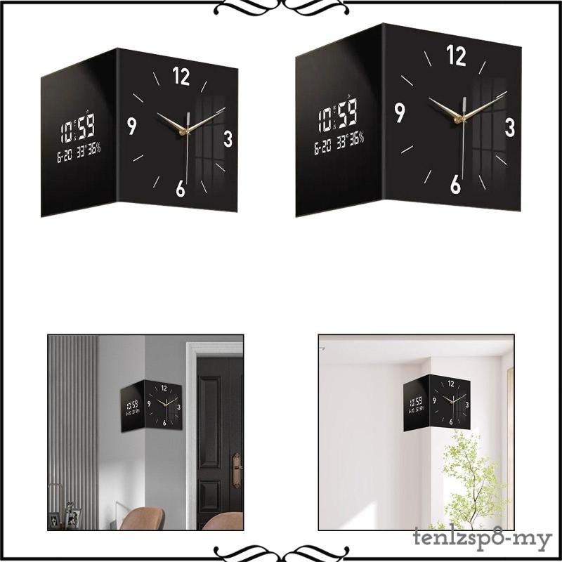 [Tenlzsp8] Corner Clock Double Sided Wall Clock Modern Versatile Easy ...