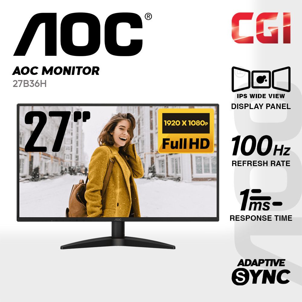 AOC 27" 27B36H IPS FHD Adaptive Sync 100Hz 1ms 3-sided Frameless ...