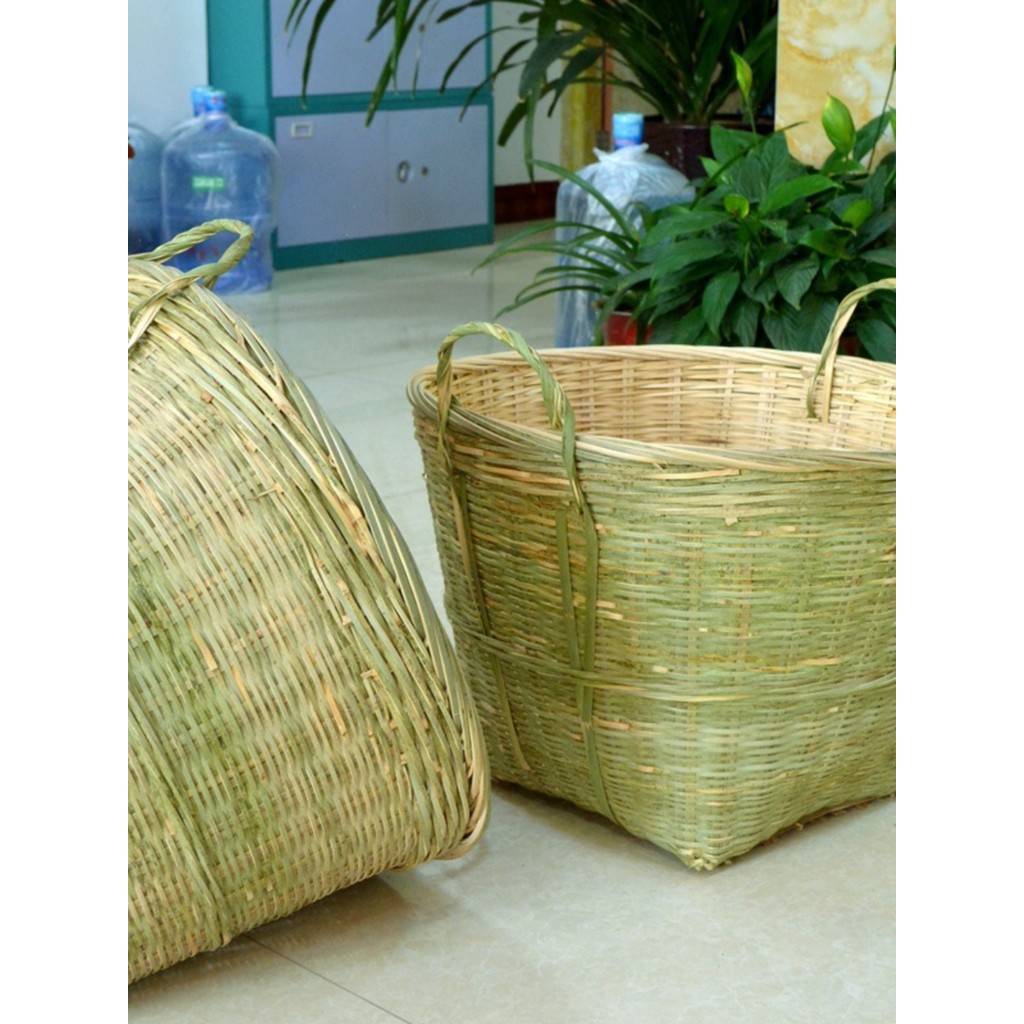 Bakul Penyimpanan Anyaman Buluh Besar Pemegang Ganda Produk Buluh ...