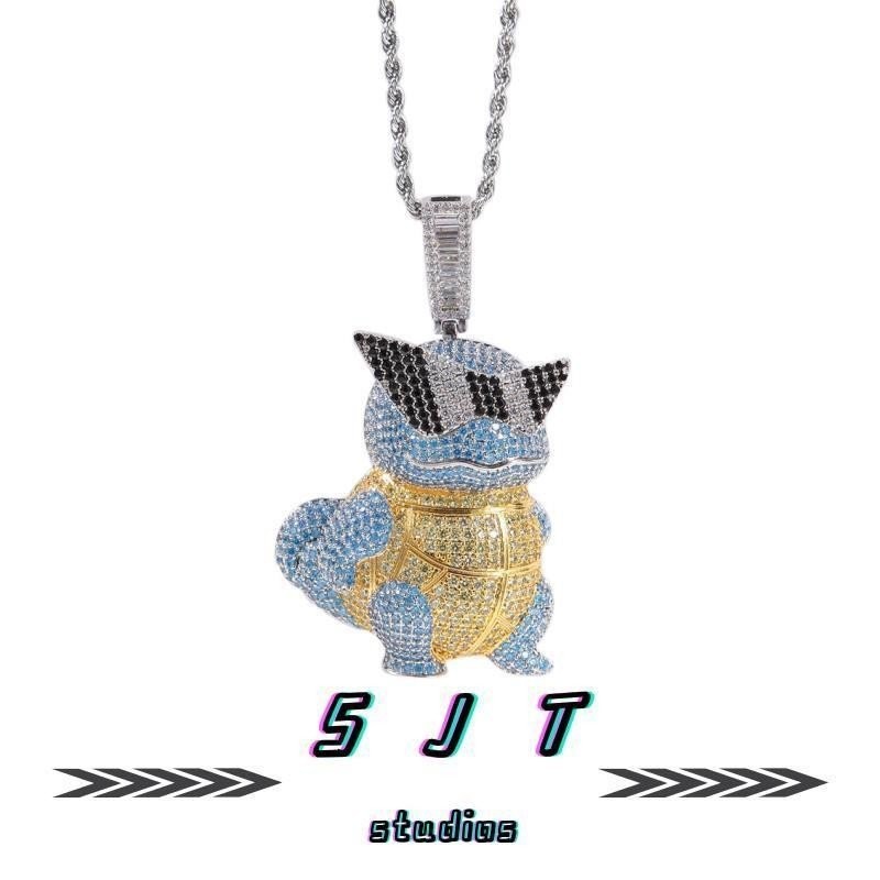 Sjt Hip Hop Cartoon Full Diamond Zircon Pendant Pokémon Jenny Hipster ...