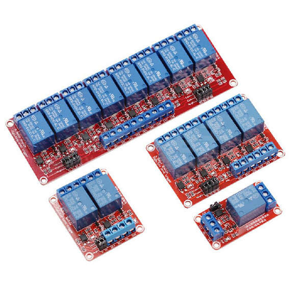 1/2/4/8 Channel 5/9/12/24V Relay Module Optocoupler Isolation High Low Level Trigger MCU Red ...