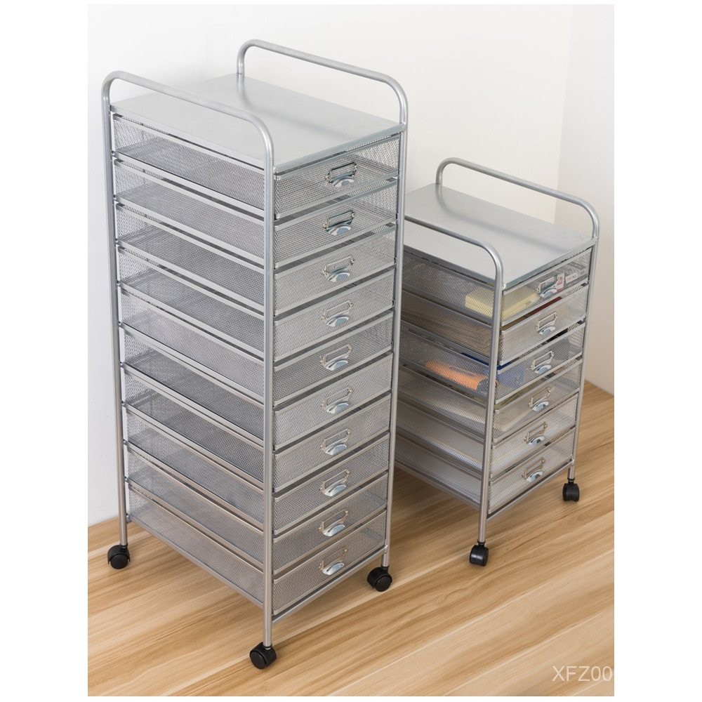 File Rack Office Bookshelf File Multi-Layer Trolley Wheel Iron Storage ...
