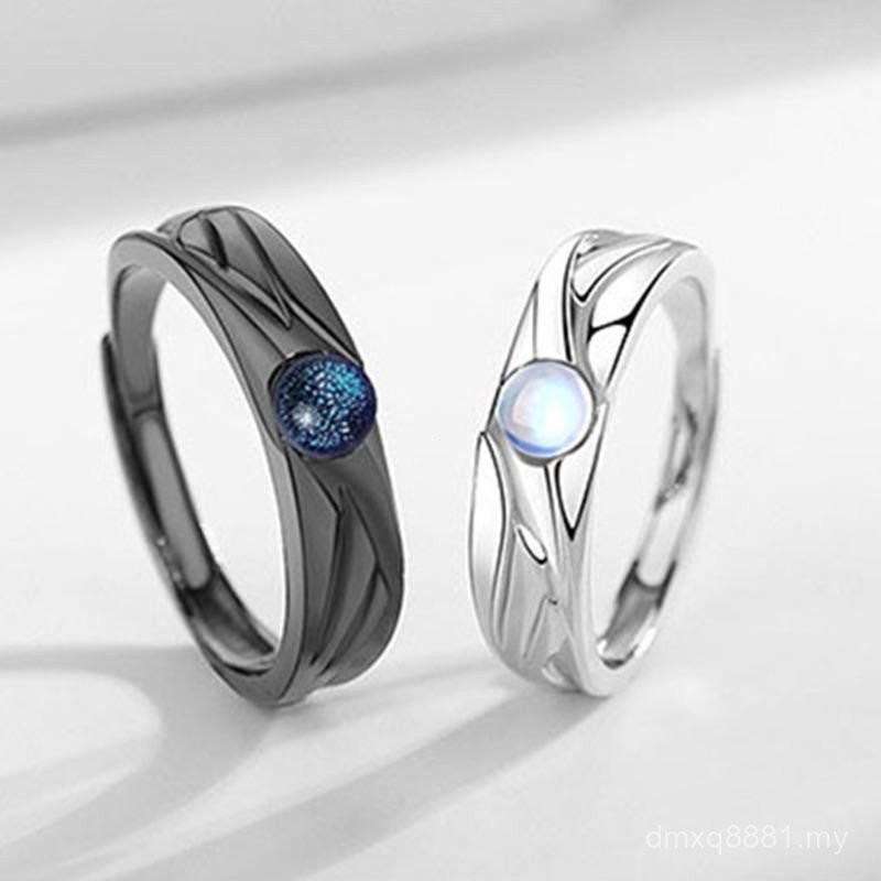 Angel and Demon Couple Rings Black and White Pair Student Trendy Open ...