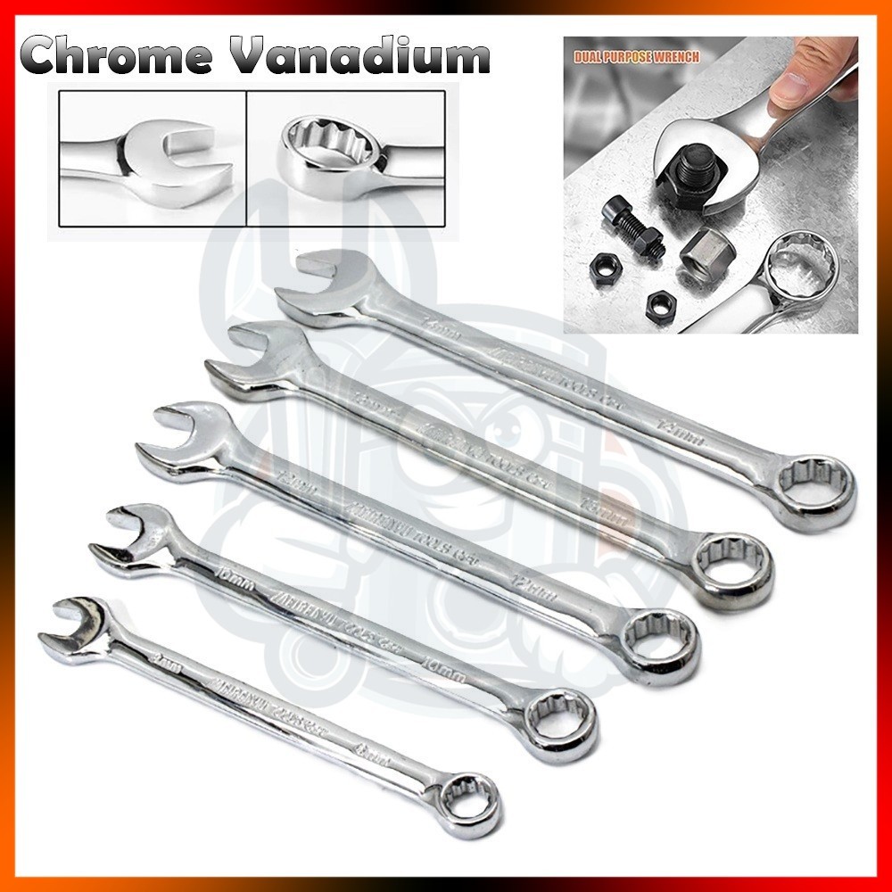 6-30 CR-V Combination Wrench Chrome Vanadium Spanner Open End Box End ...