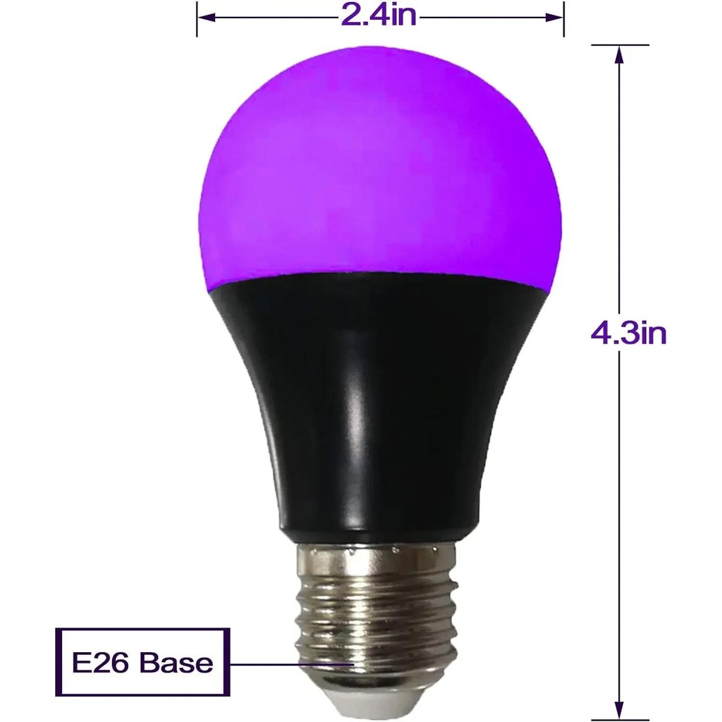 9W Led Black Light Bulb E27 UV 395nm Glow in Dark for Body Paint Club ...