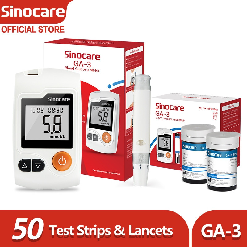 [MDA Approved] Sinocare GA-3 Blood Glucose Monitor with 50pcs Test ...