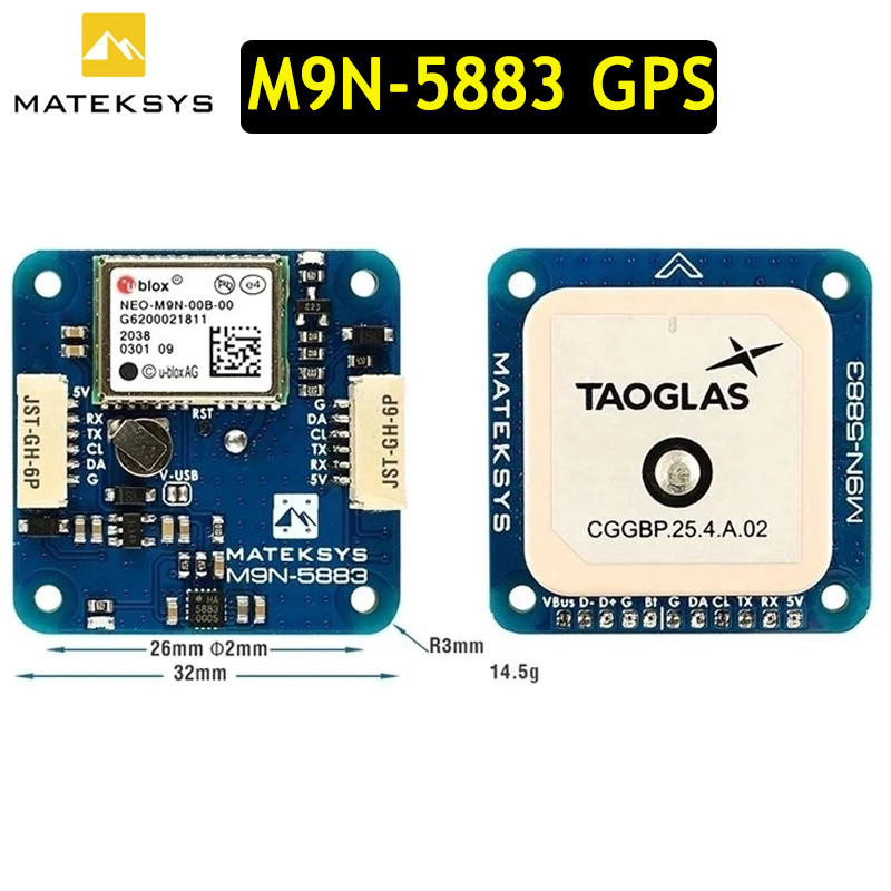 Matek Systems GNSS M9N-5883 M9N-CAN GPS Module With Magnetic Compass QMC5883L Support GLONASS ...