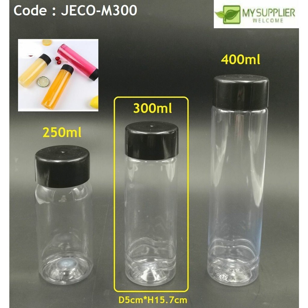 12PCS Juice Bottle With Black Cap/Botol Jus Teh Tutup Hitam (250ML ...