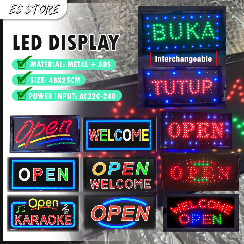 LED Signboard Display Light Day & Night 48x25CM Open SignBoard Buka Led ...