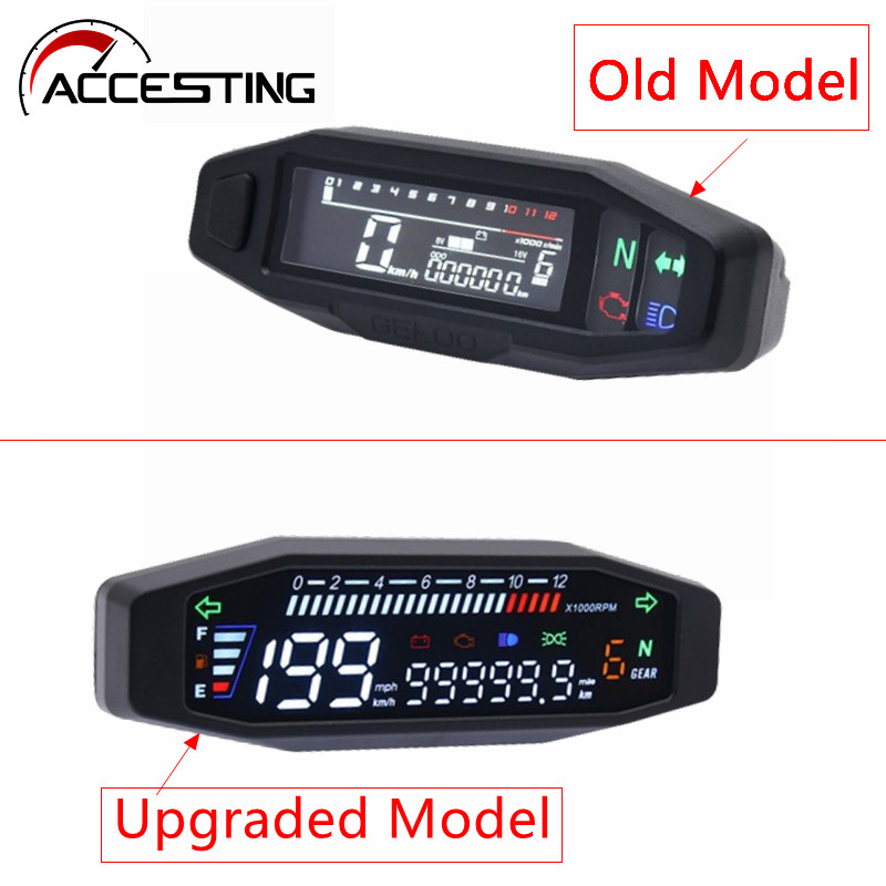 【With Sensor】Upgraded Model Universal LCD Digital Motorcycle ...
