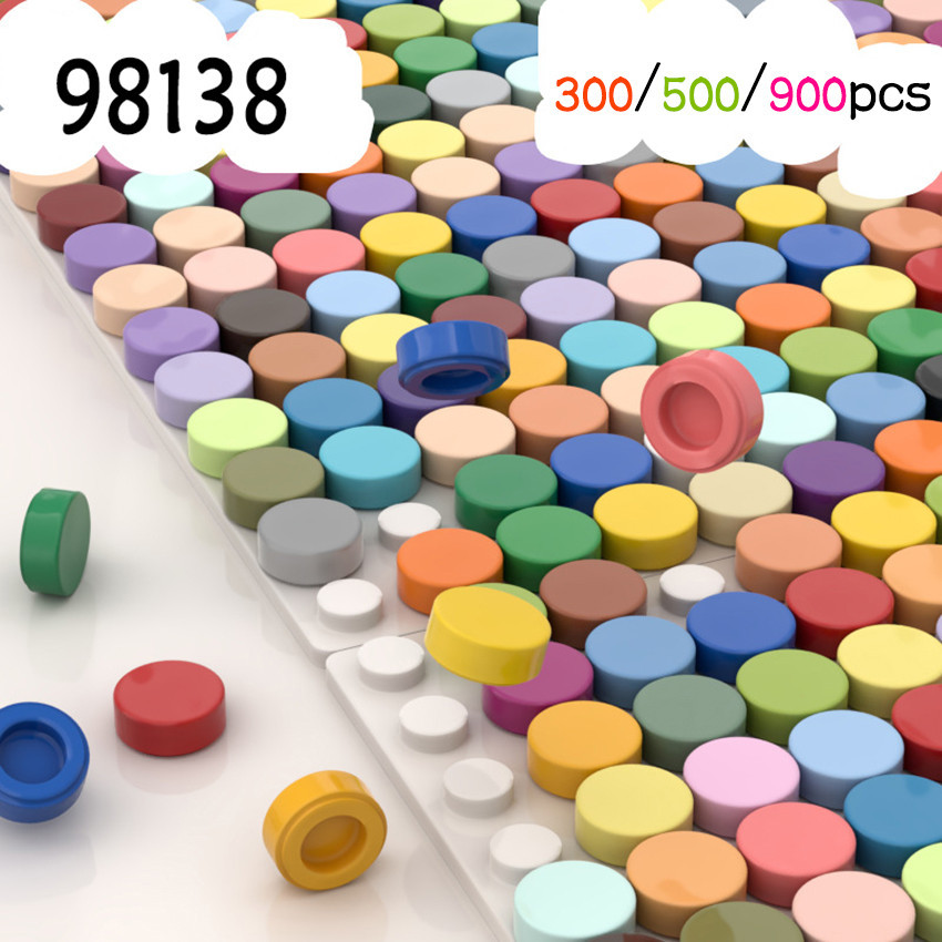 300/500/900pcs Tile 1x1 Round DIY Building Blocks Bricks 58 Colors ...
