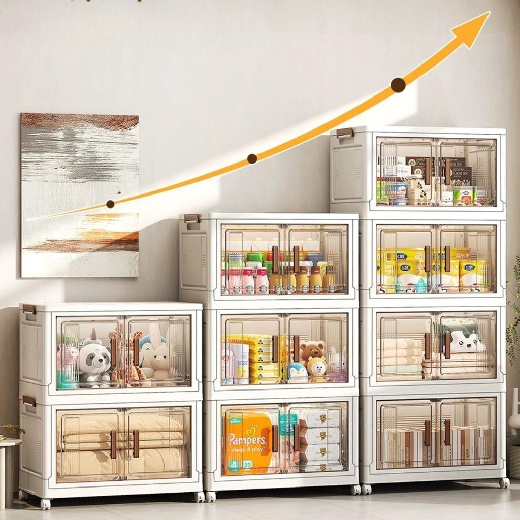 HOMEWORTH【Bajet】Foldable Storage Cabinet Multipurpose Double Doors ...