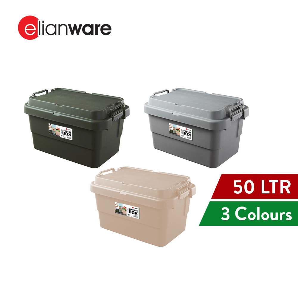 Elianware 50 Ltr Camping Extra Large Storage Box Big Heavy Duty Toys ...