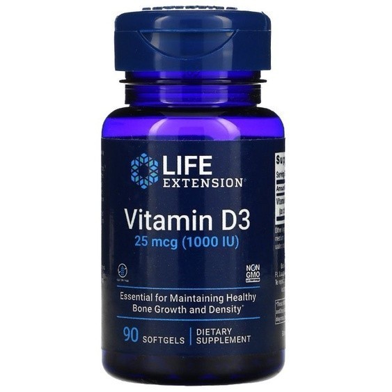 Life Extension, Vitamin D3, 25 mcg (1,000 IU), 90 or 250 Softgels ...