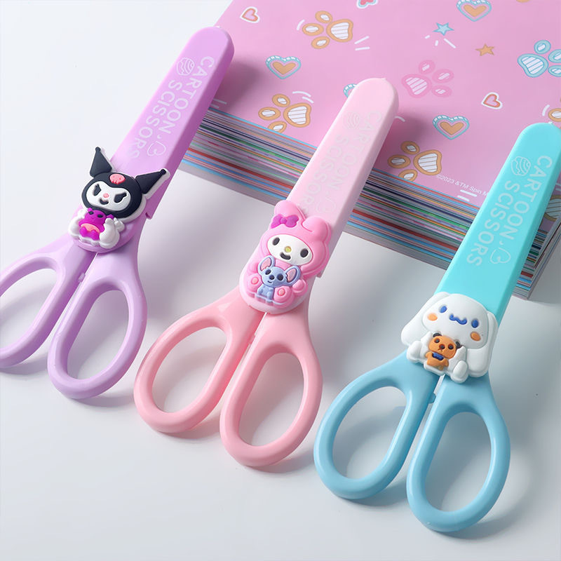 Kawaii Safety Scissors with Cover Kuromi Kitty My Melody Scissors Cute ...