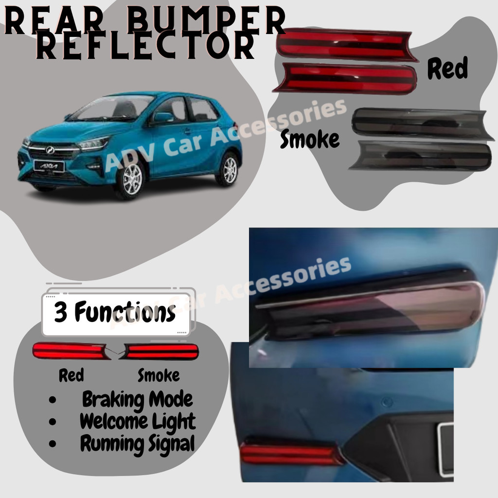 Perodua Axia Baru 2023-2025 Facelift LED Rear Bumper Reflector LED ...