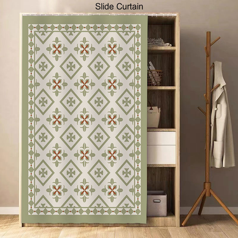 Simple Lattice Cabinet Curtain Wardrobe Self-adhesive Dust Curtain ...