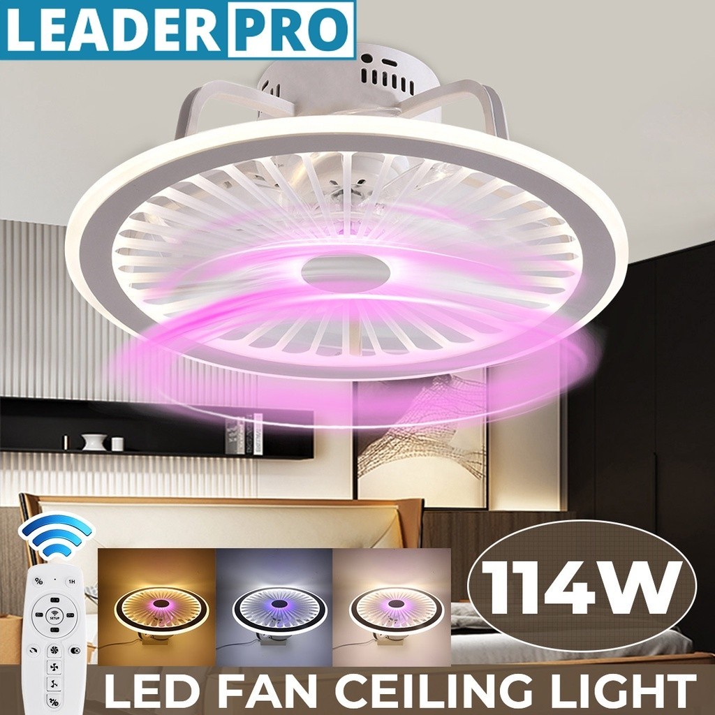 Modern Mute LED Ceiling Fan with Light App and Remote Control 3-Wind ...