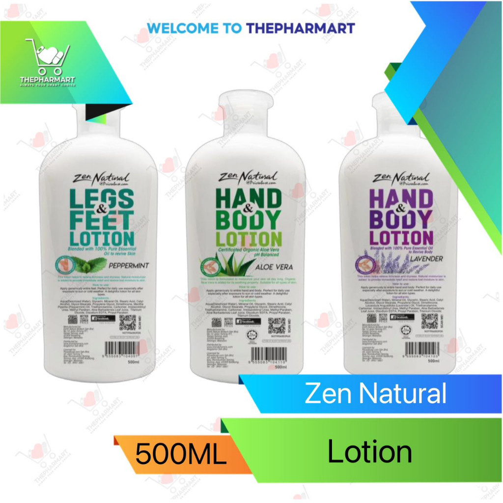 ZEN Natural Lavender / Peppermint / Aloe Vera Hand & Body Lotion (500ml) | Shopee Malaysia