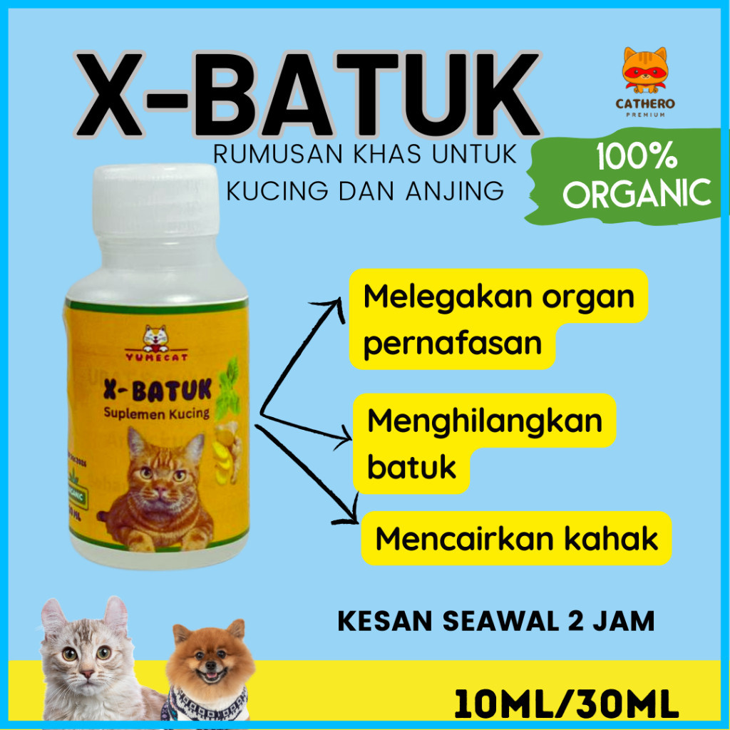 CATHERO Batuk Kucing / Cair Kahak Cat Vitamin Kucing FREE syringe (30ML ...