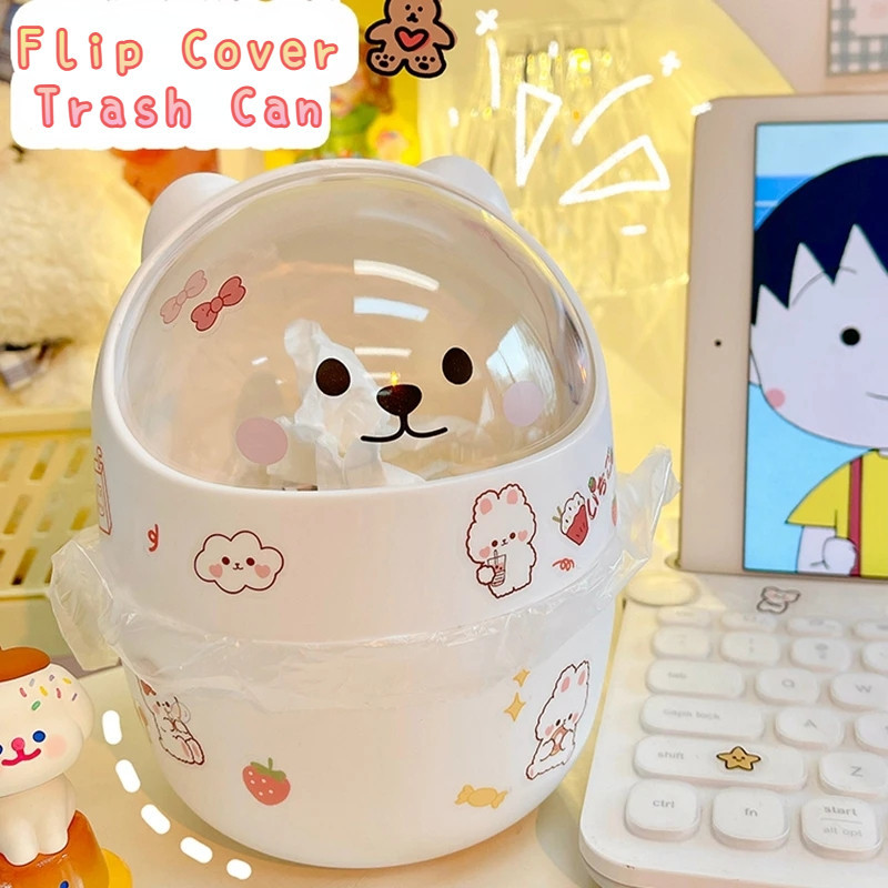 Cute Cartoon Little Bear Mini Desktop Trash Can Student Dormitory Home ...
