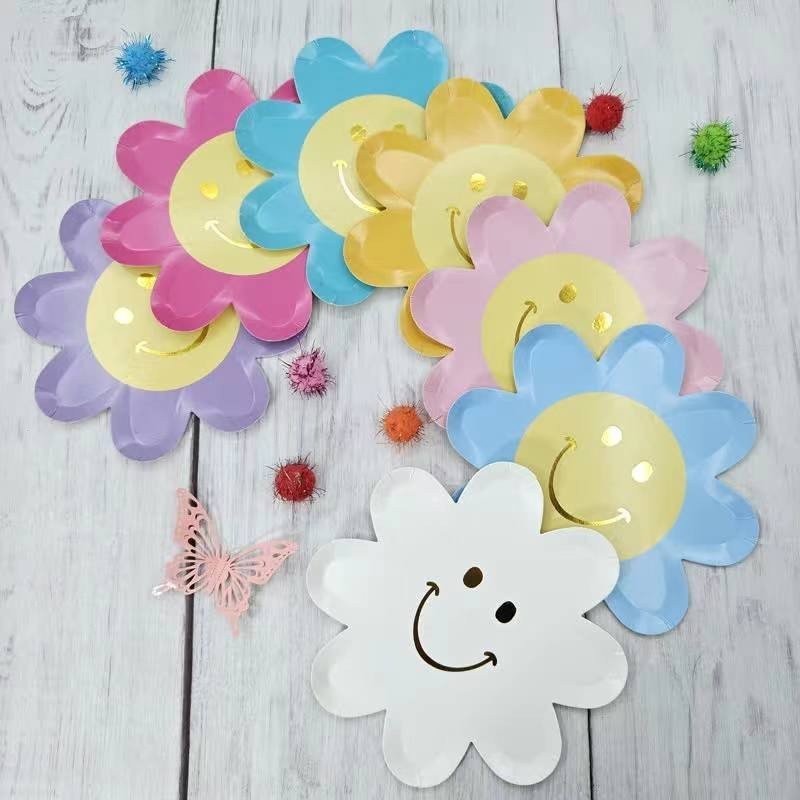 Hot Stamping Smiley Paper Plate Daisy Meal Disposable Paper Plate Kid ...
